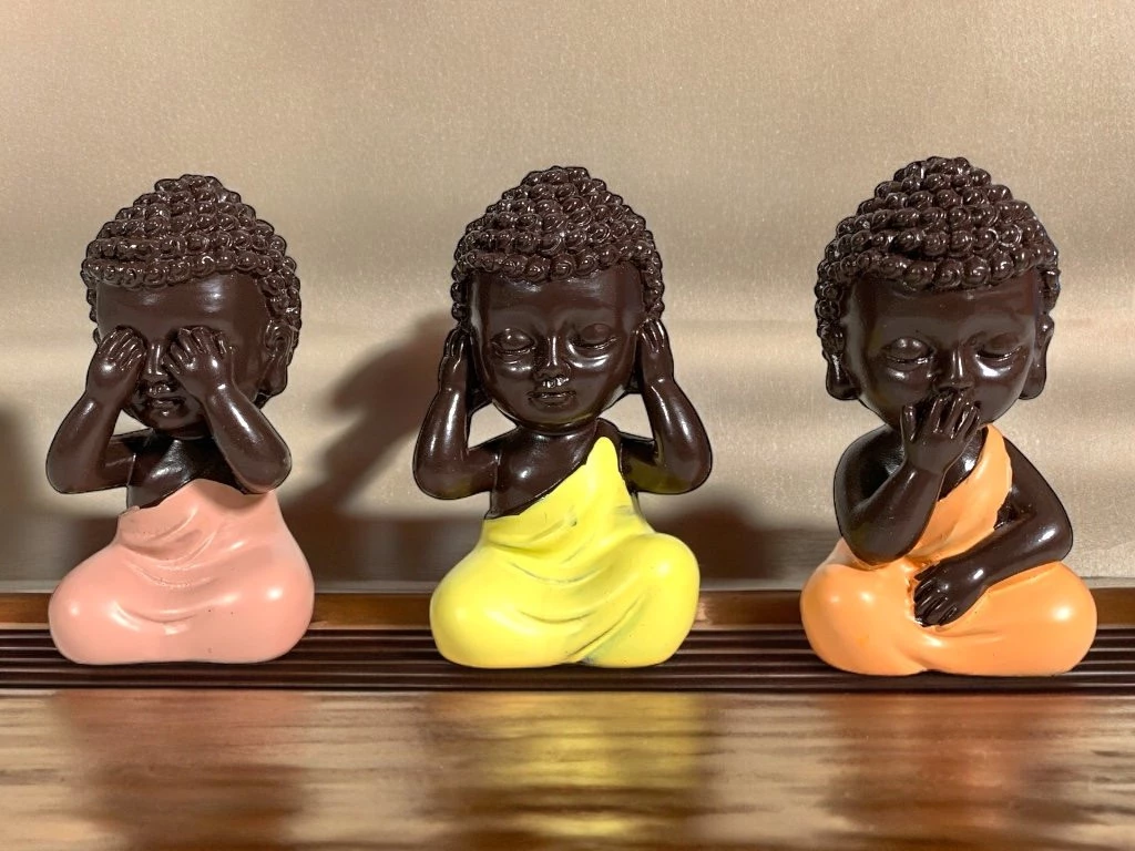 Set x 3 Budas Sabios Resina 6cm - Imágenes Budas y Ganesh